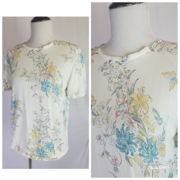 Alfred Dunner | Tops | Vtg Alfred Dunner Floral Beaded Spring Blousetop ...